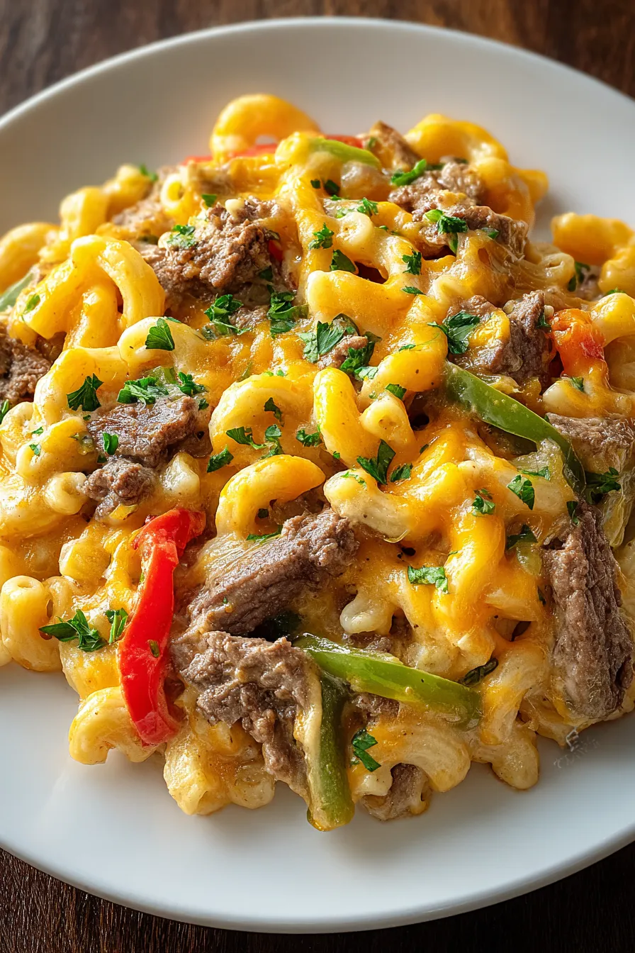 High-Protein Philly Cheesesteak Mac & Cheese – Classic Yummy